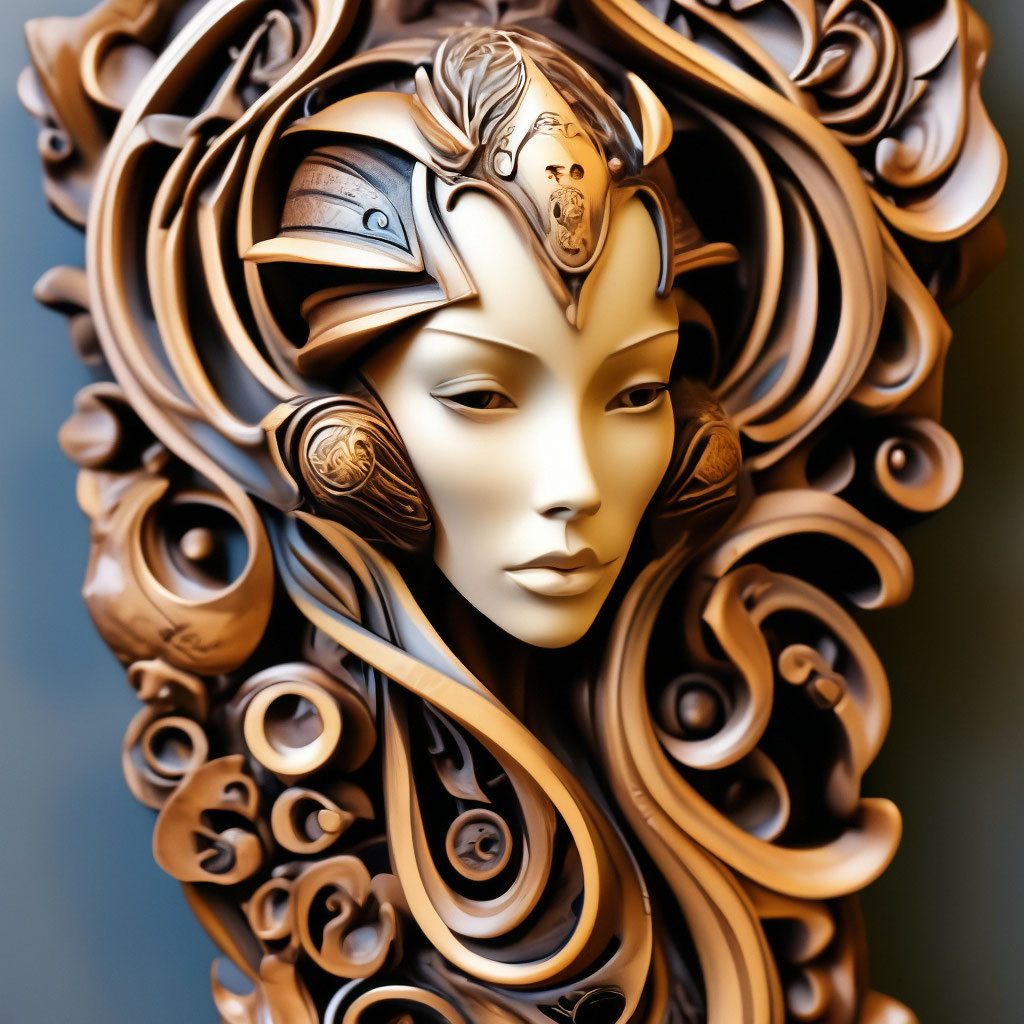 "Wood carving, Rococo carving, stylized female body art" — image ...