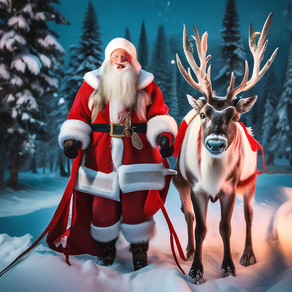 "New Year's deer Santa Claus Santa Claus has a huge beard, everything ...
