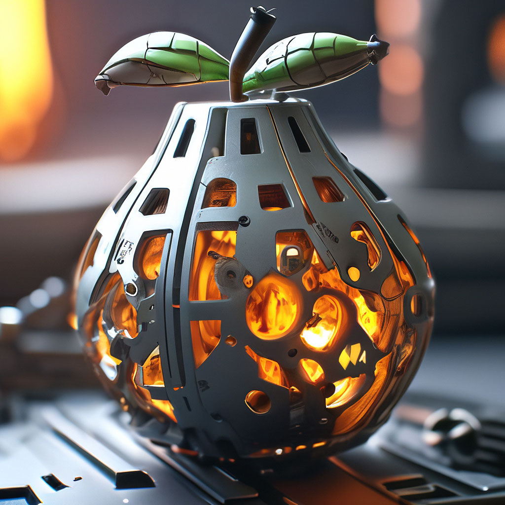 "Mechanical pear, aesthetically pleasing, beautiful, professional photo ...