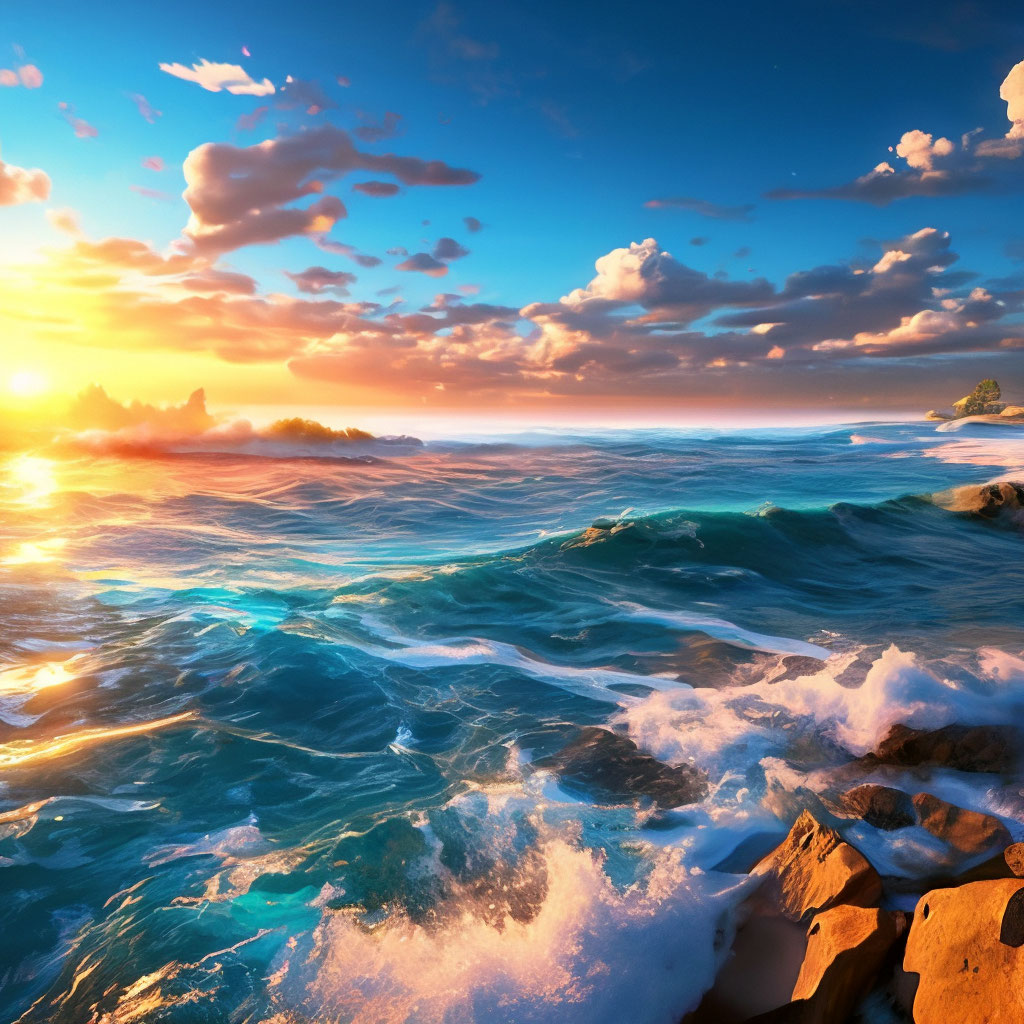 "Seascape, oil, watercolor,, pixel graphics, professional photo ...