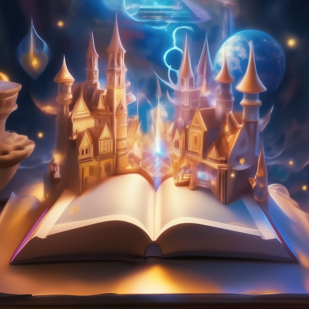 "The world of magic in an open book" — image created in Shedevrum