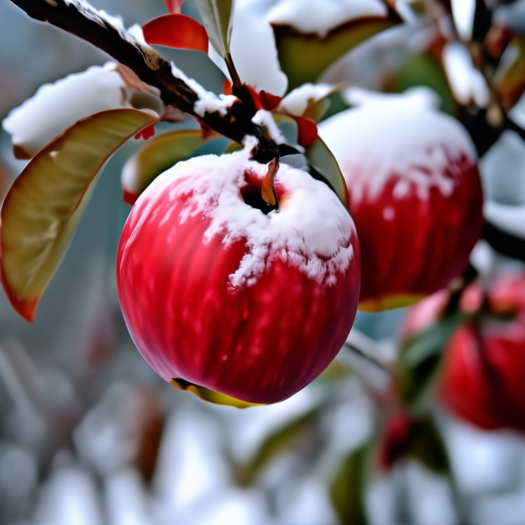 "Apples in the snow" — image created in Shedevrum