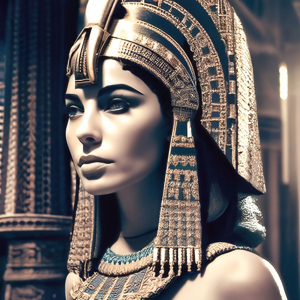 "Cleopatra, beautiful, surreal picture hyper-detail, ISO 100, bright ...