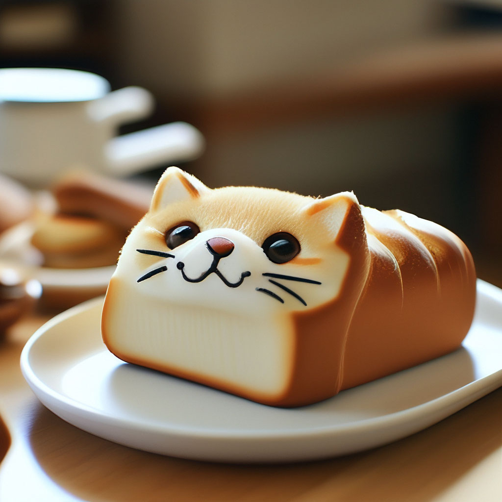 "Cute cat bread" — image created in Shedevrum