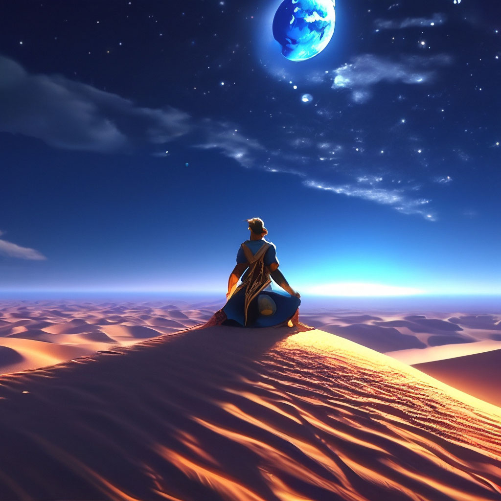 "Aladdin flies in the sky over the desert sands on a carpet ,high ...