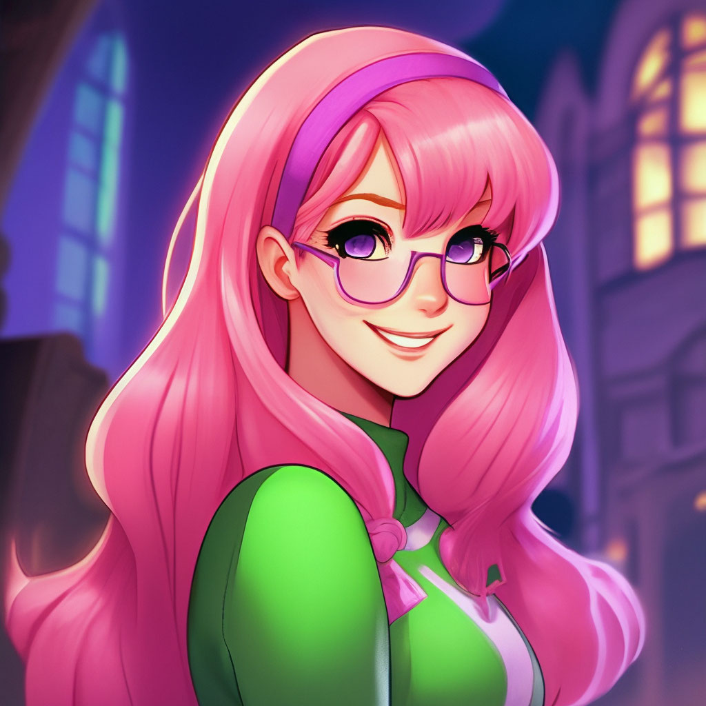 "Daphne Blake scooby doo purple eyes pink hair green pink clothes ...
