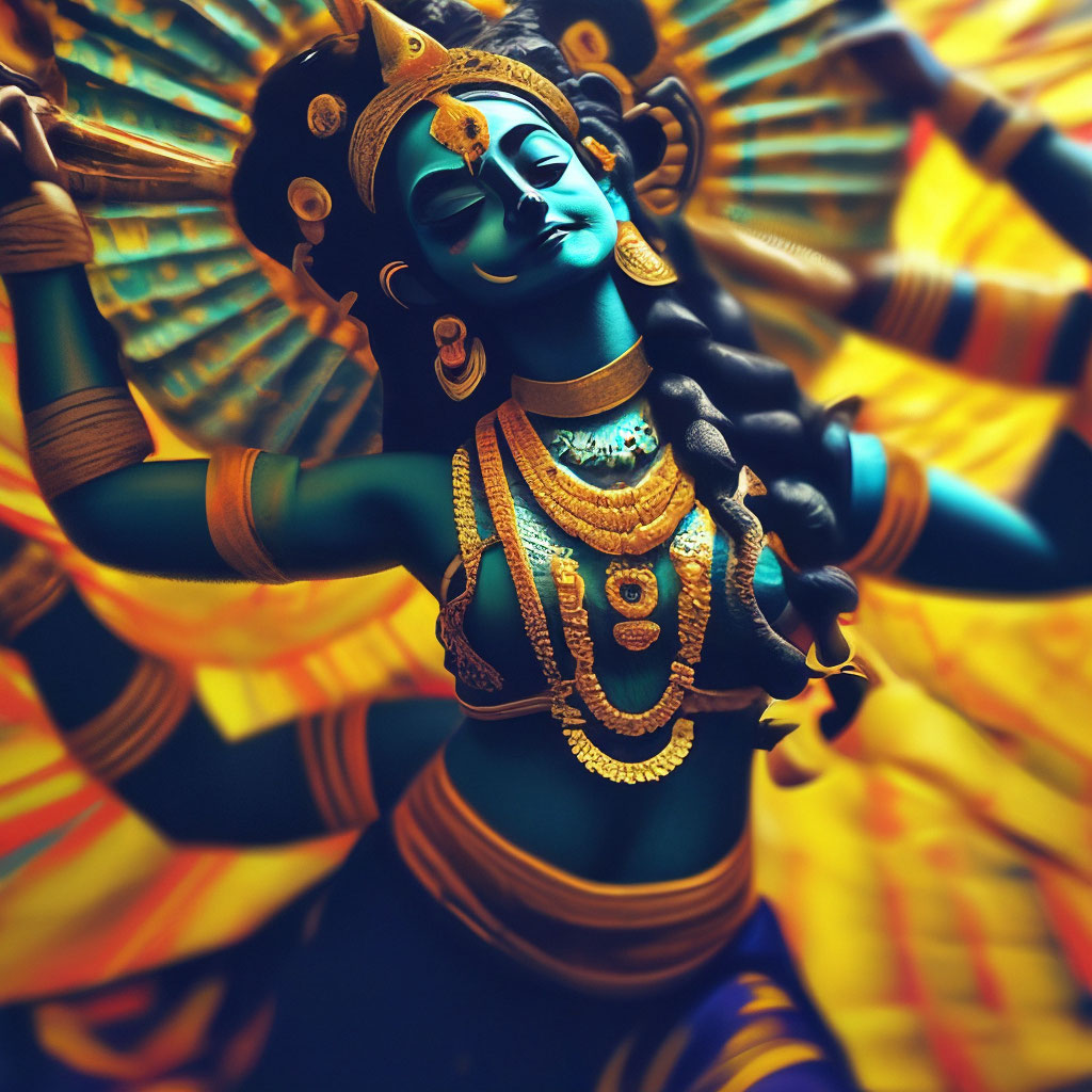 "Mahakali, aesthetics of the female body, ten hands with a fan, long ...