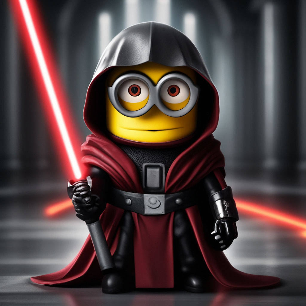 "Minion dressed up as a Sith lord" — image created in Shedevrum