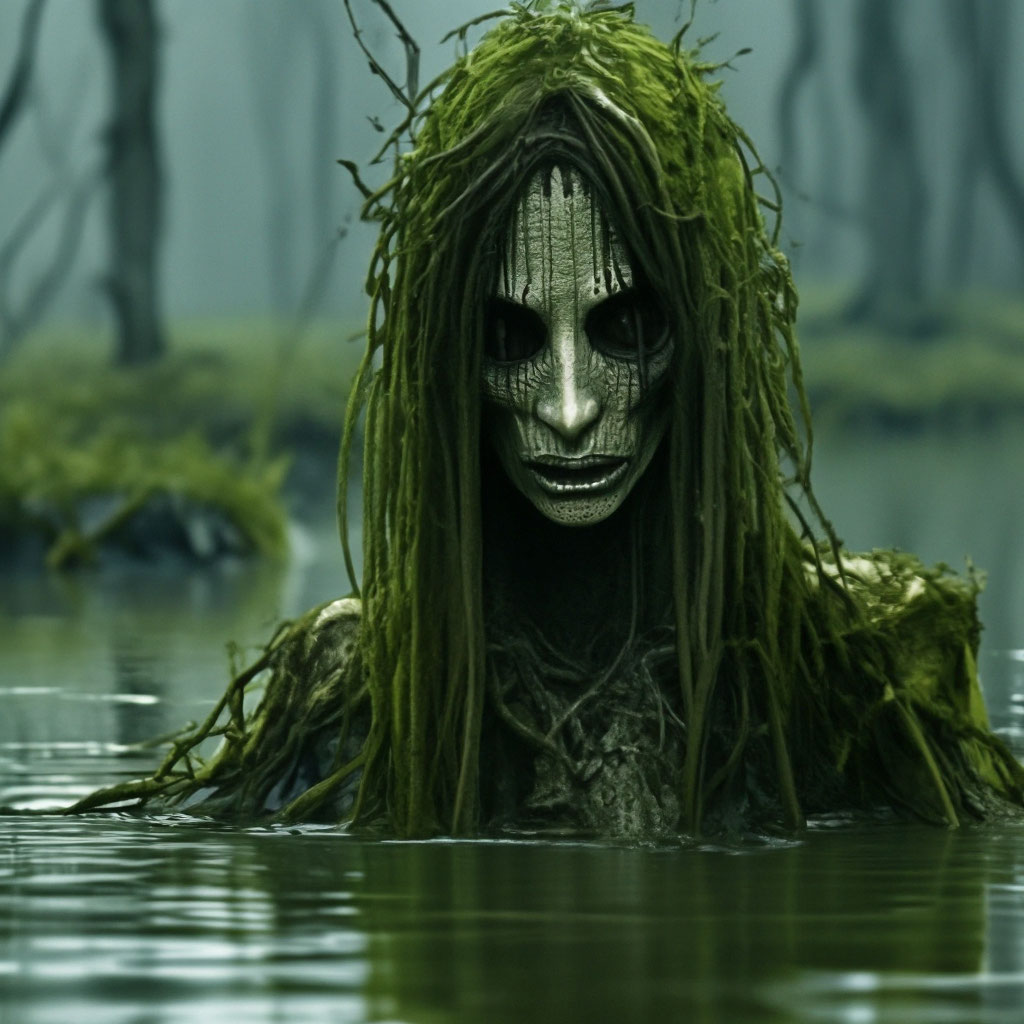 "Anthropomorphic Kikimora Bolotnaya, swamp, horror, high detail, yandex ...