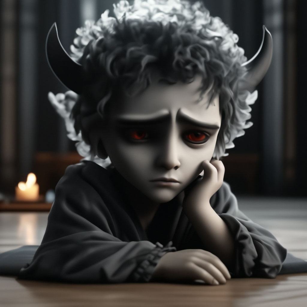 "The demon Astaroth cute lying and mournful demon Astaroth cartoon ...
