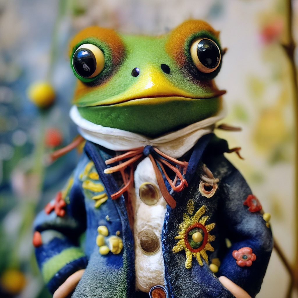"Speckled portrait : Frog-Freak Skeptic (made of wool-dry felting, live ...