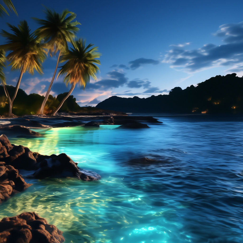 "Glowing plankton off the coast of Hope Island, breathing,beauty botany ...