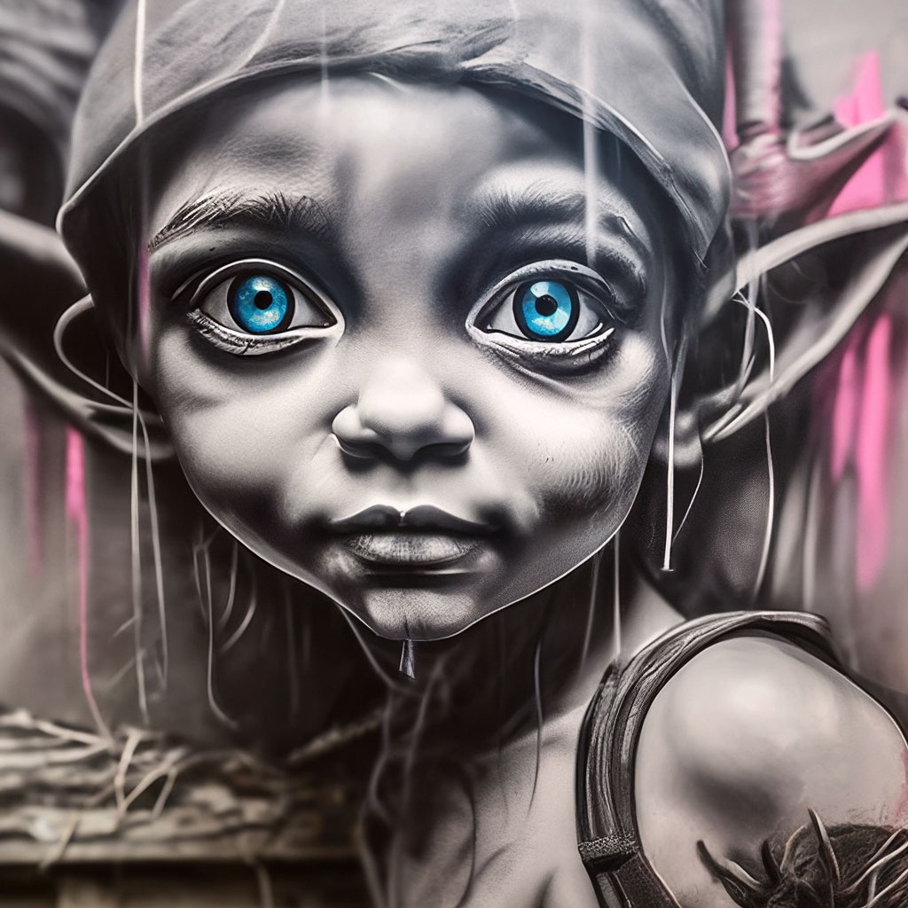 "Photorealism,gray background, graffiti on cracked concrete with ...