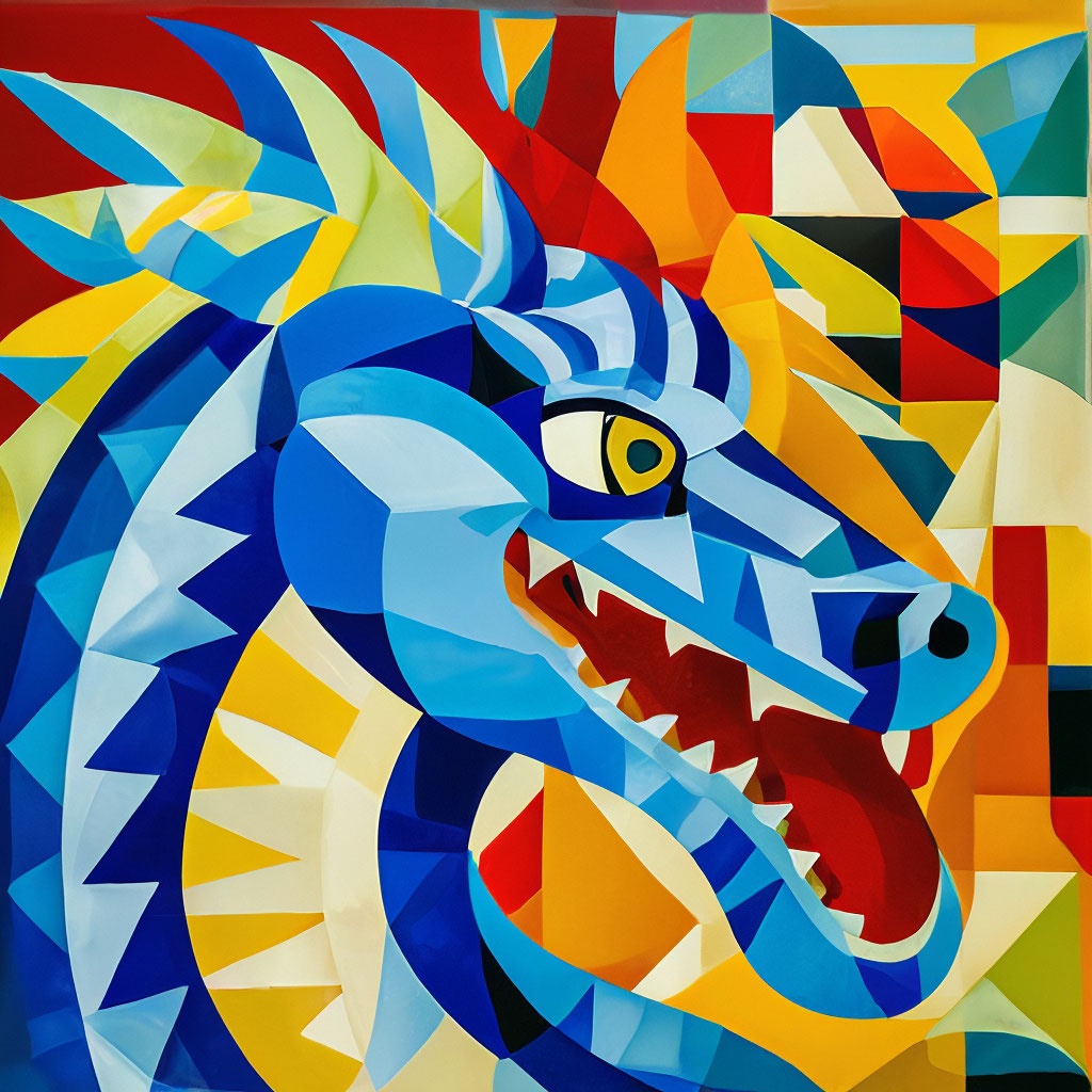 "A dragon in the style of Pablo Picasso" — image created in Shedevrum