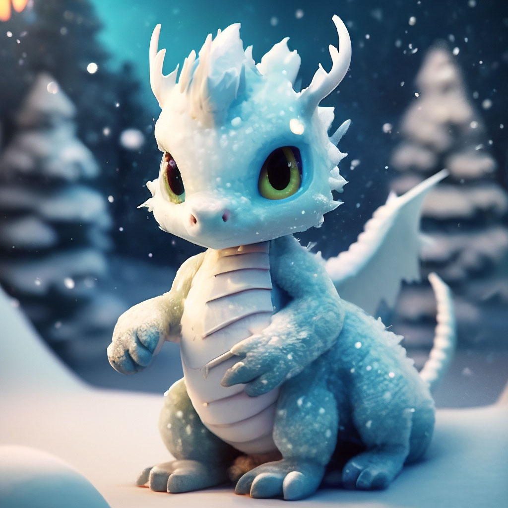 "The snowman is a cute dragon" — image created in Shedevrum