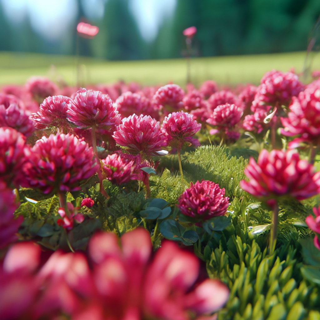 "Biology mikro The lawn of red clover is hyperdetalized, realistic high ...