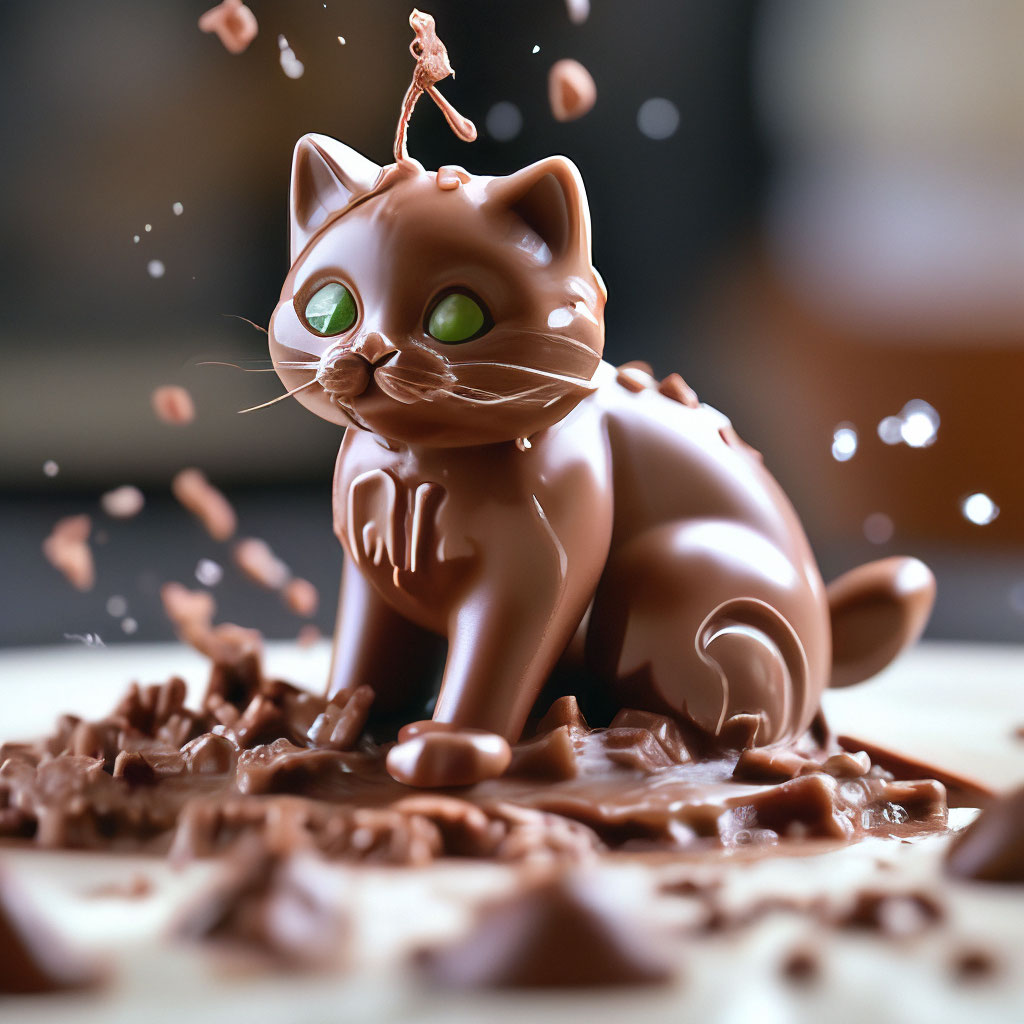 "Crushed cat chocolate figurine crushed chocolate cat figurine ...