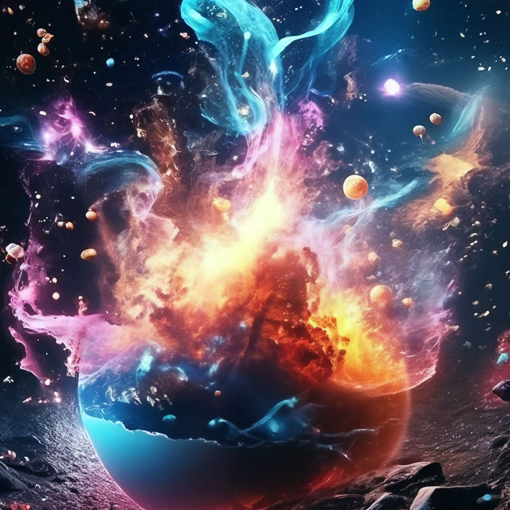 "The world of illusions, space objects, different glow, unnatural ...