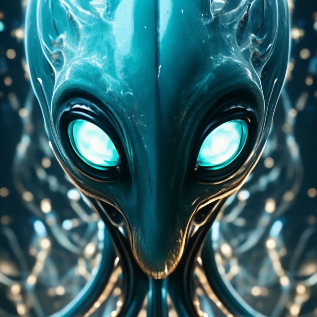 "A beautiful alien entity woven from turquoise stardust+glow,expressive ...