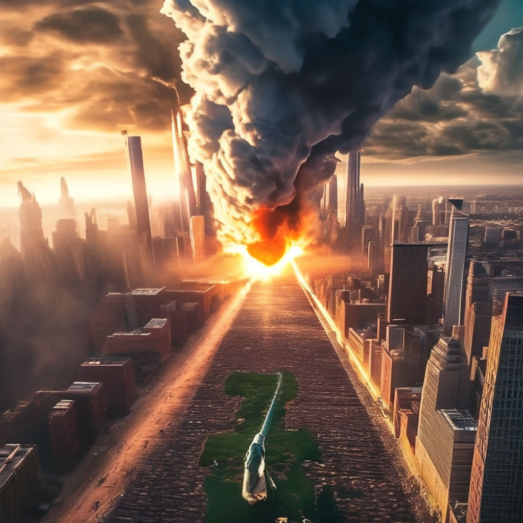 "1535 The United States is under fire" — image created in Shedevrum