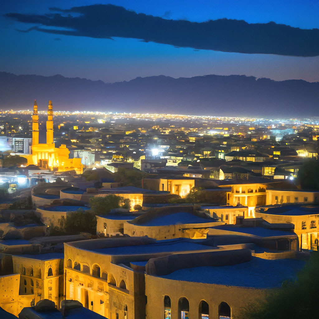 "One night in Iran, Yazd, natural environment, beautiful, realistic ...