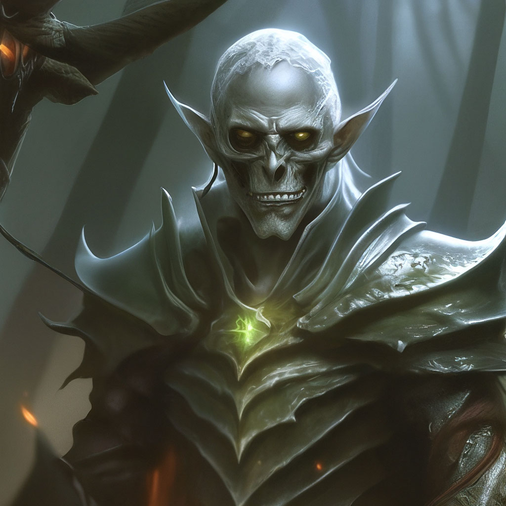 "Elf-lich, dark fantasy, realistic" — image created in Shedevrum