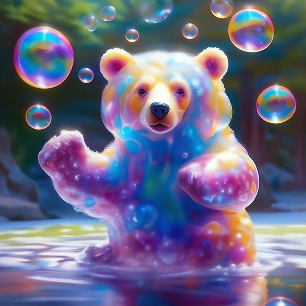 "A bear consisting of soap bubbles, hyperrealism, beautiful" — image ...