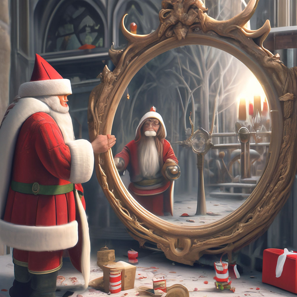 "Ind The Cracked Mirror by in Father Christmas, 3d" — image created in ...