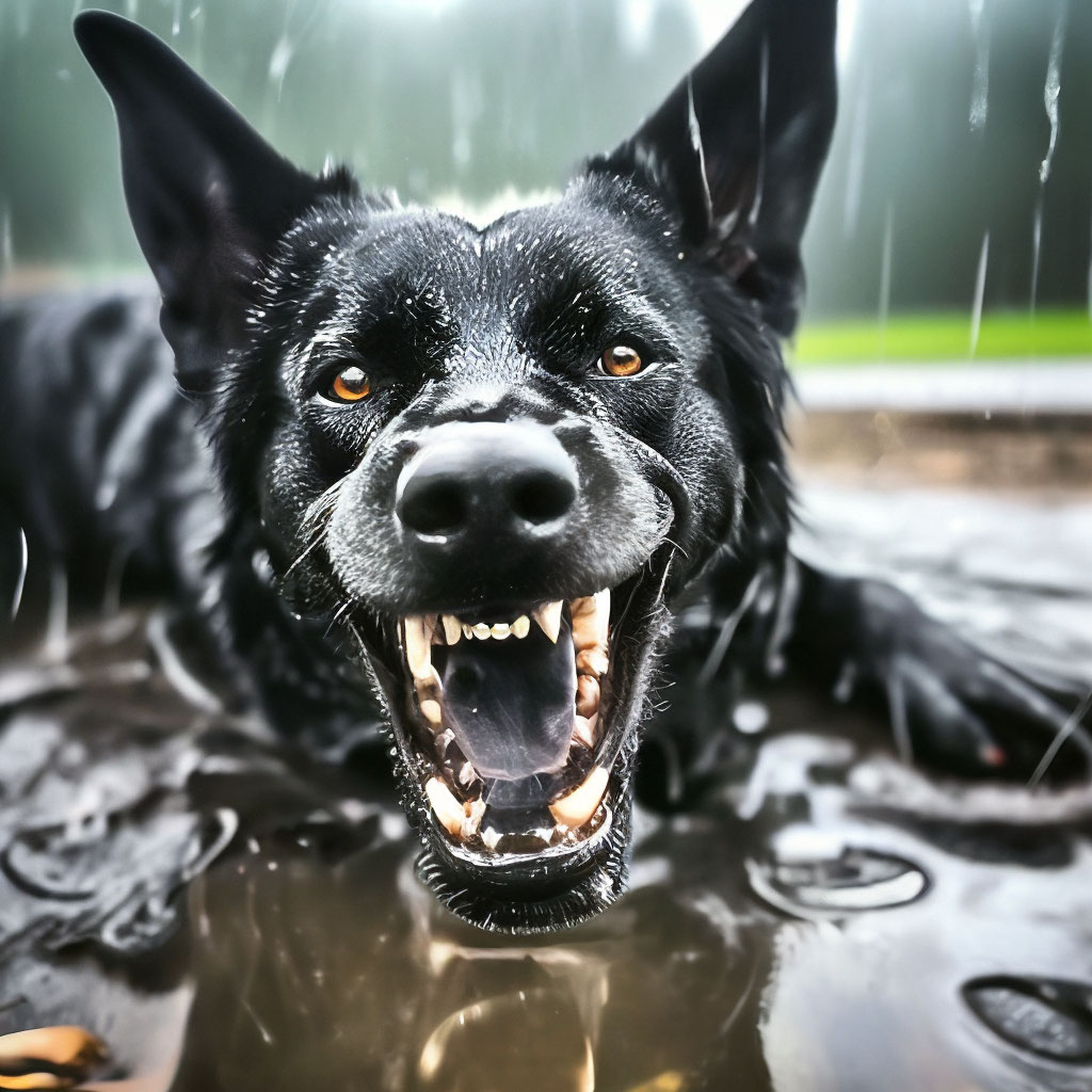 "A very evil black dog showed his fangs.... more emotions handsome ...
