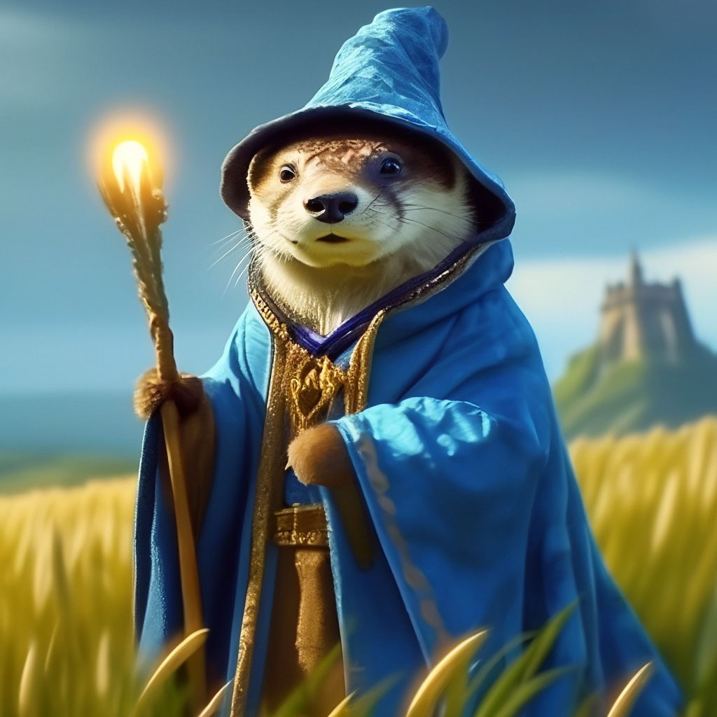 "Otter, wizard, in robes, high detail, 4k, blue background, in the ...