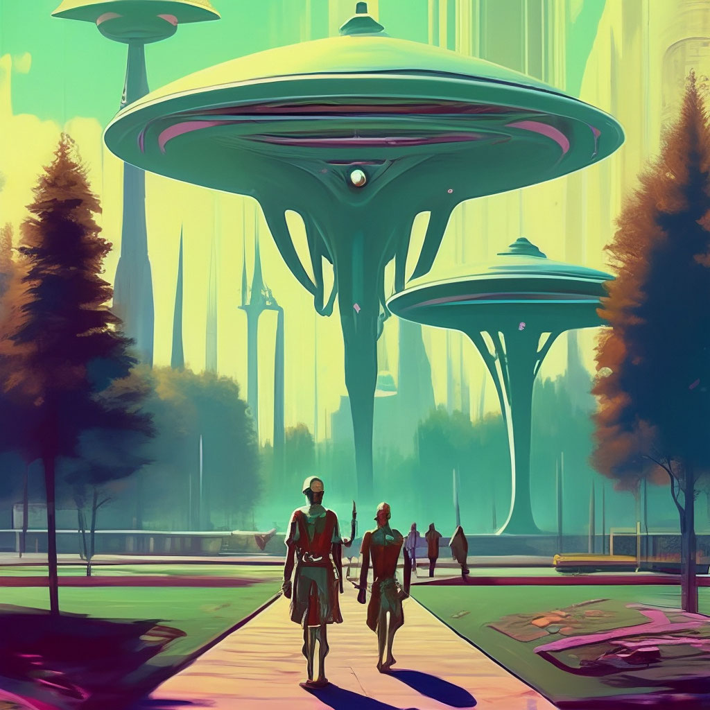 "Alien retro _____________________________ an alien family walks in the ...