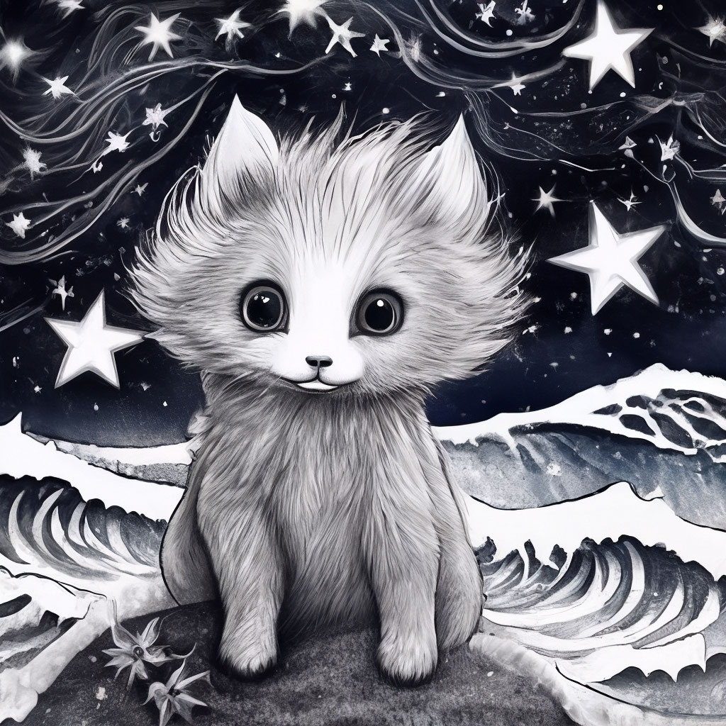 ". A little fuzzy on the seashore, looking at the waves and stars ...