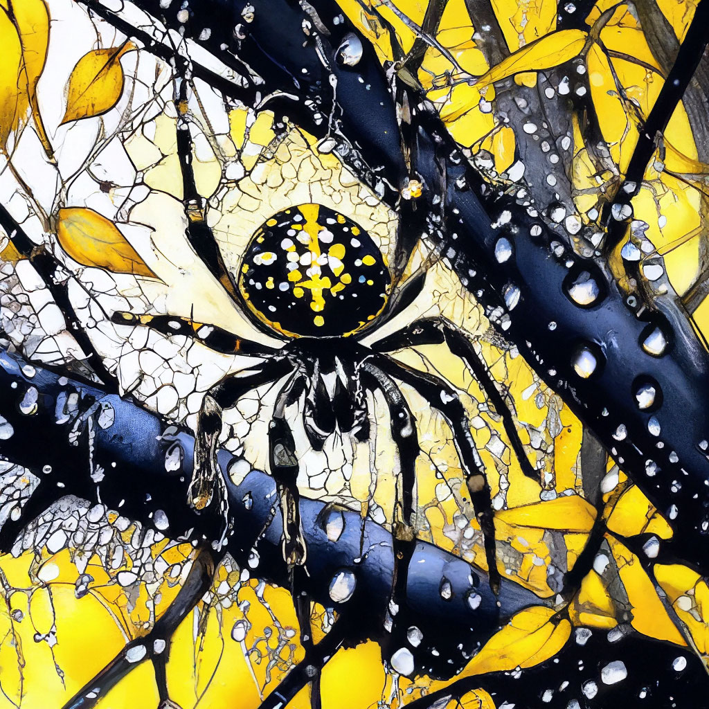 "Ink drawing, vector graphics: (Araneidae) orb-weaving spiders,color ...