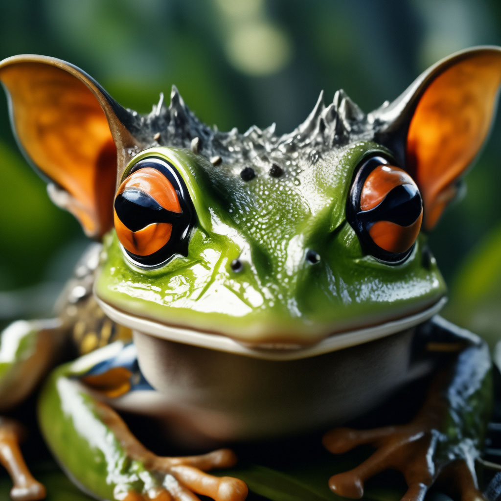 "Elf frog with ears, high detail, drawing, hyperrealism, 8k, large ...