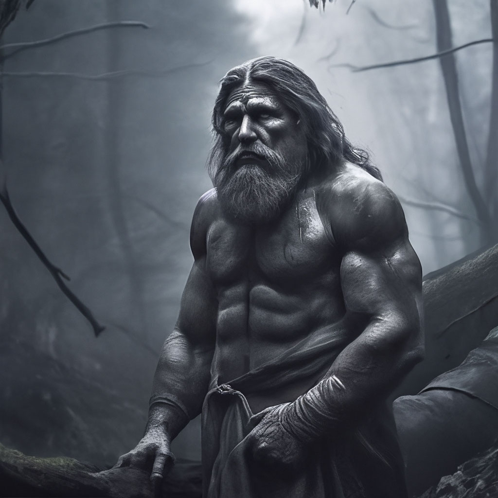 "The last neanderthal on earth" — image created in Shedevrum