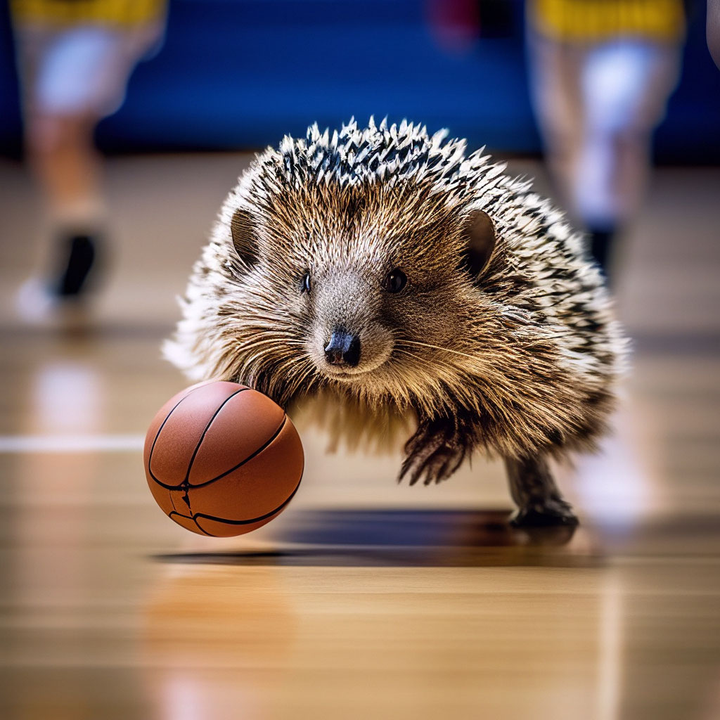 "Anthropomorphic hedgehog basketball player is very strong" — image ...