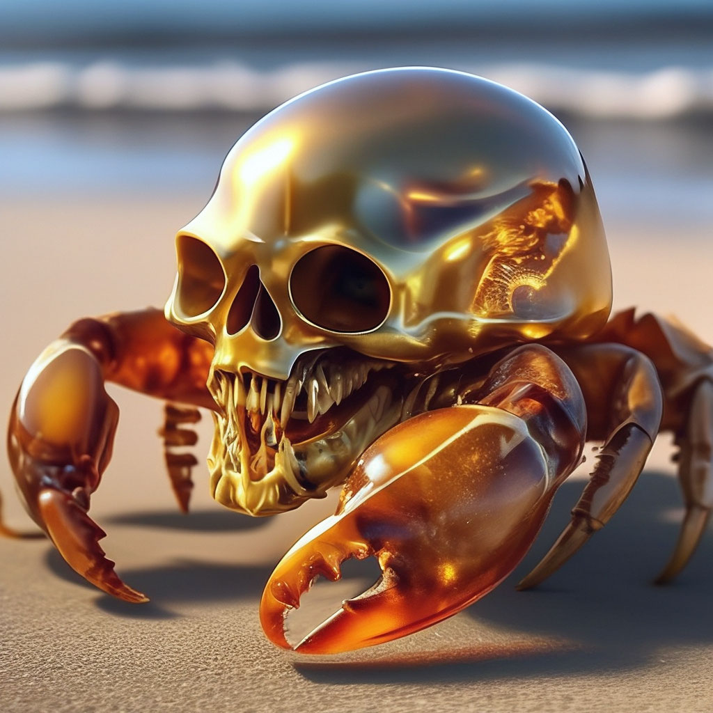 "Hermit Cancer Realistic amber shell in the shape of an amber skull ...