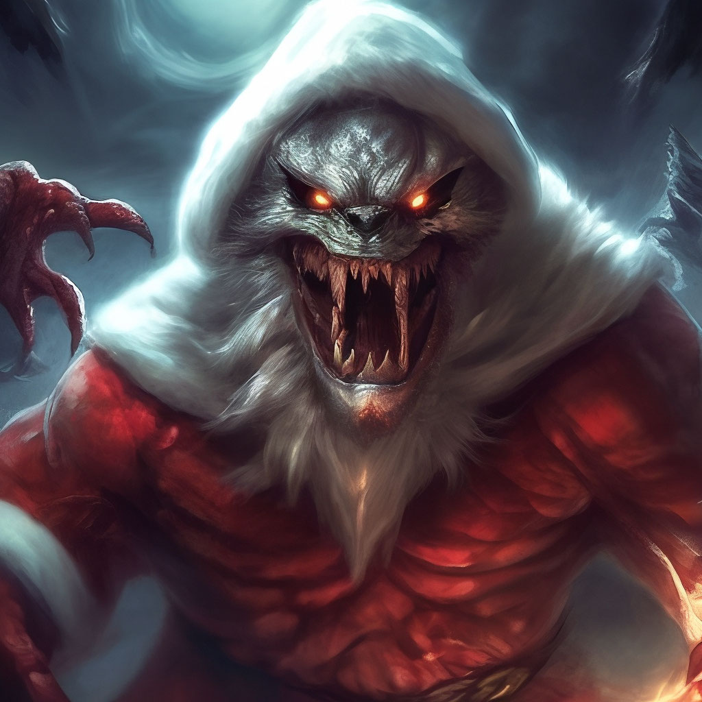 "The terribly scary Santa Claus monster" — image created in Shedevrum
