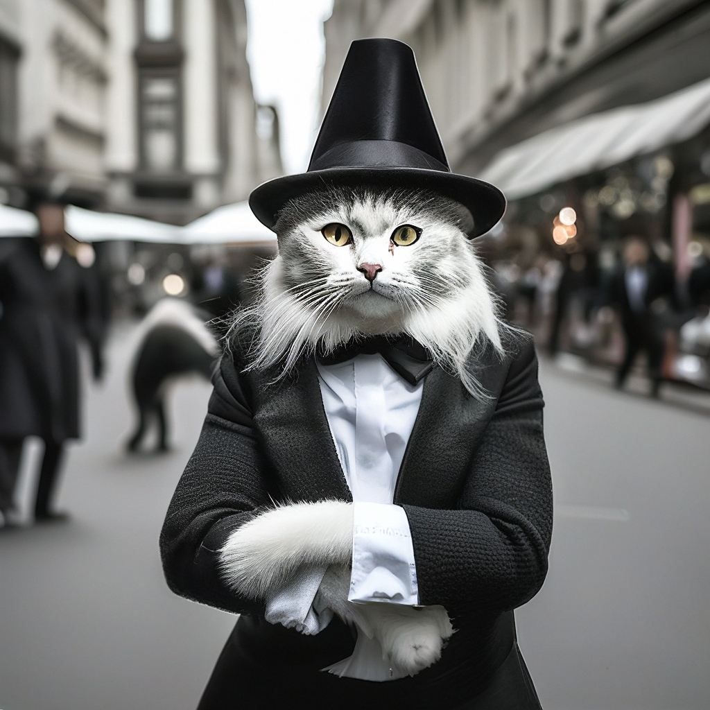 "Cat mime, makes pantomimes on the street, professional photo ...
