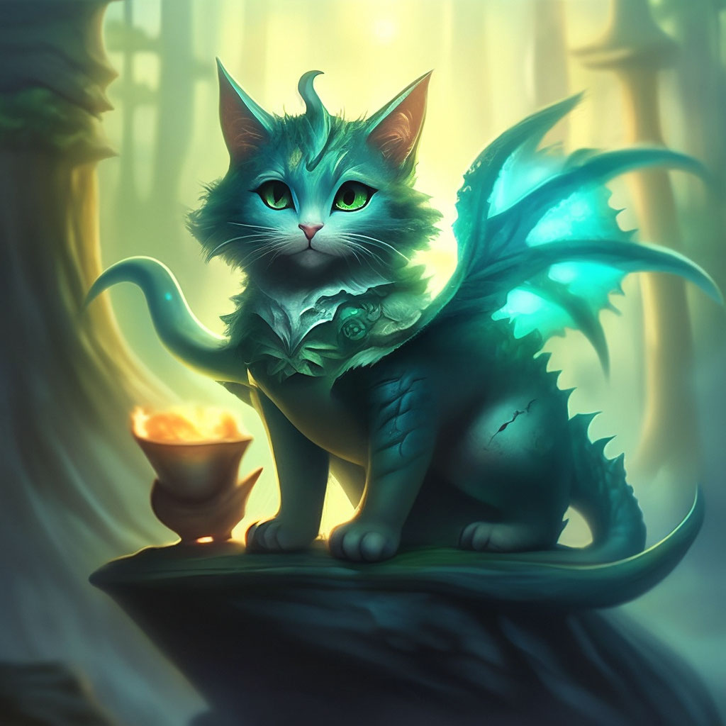 "A cat in the form of a dragon. a mystical fairy tale" — image created ...