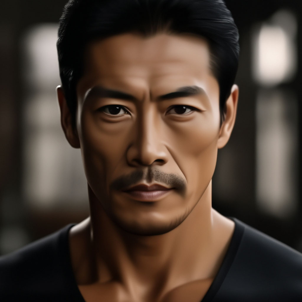 "Van dam Victor CHOI, beautiful, realistic" — image created in Shedevrum