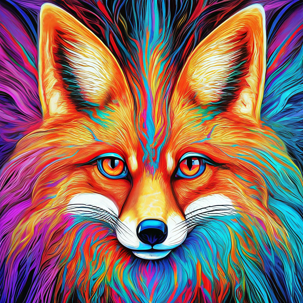"Fox with big eyes, thread drawing, vector, realism, caricature ...