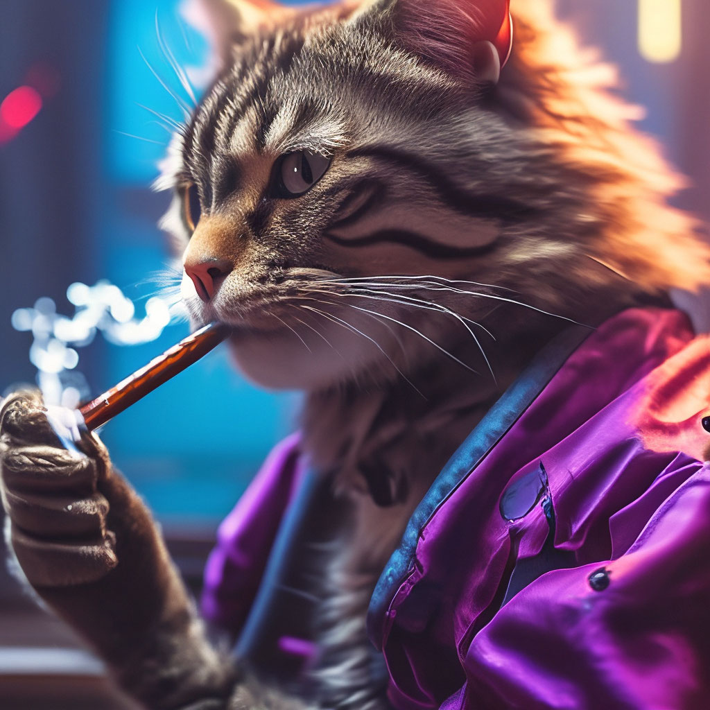 "Cat smoking a pipe, realistic, close-up, 40k, professional photo, high ...