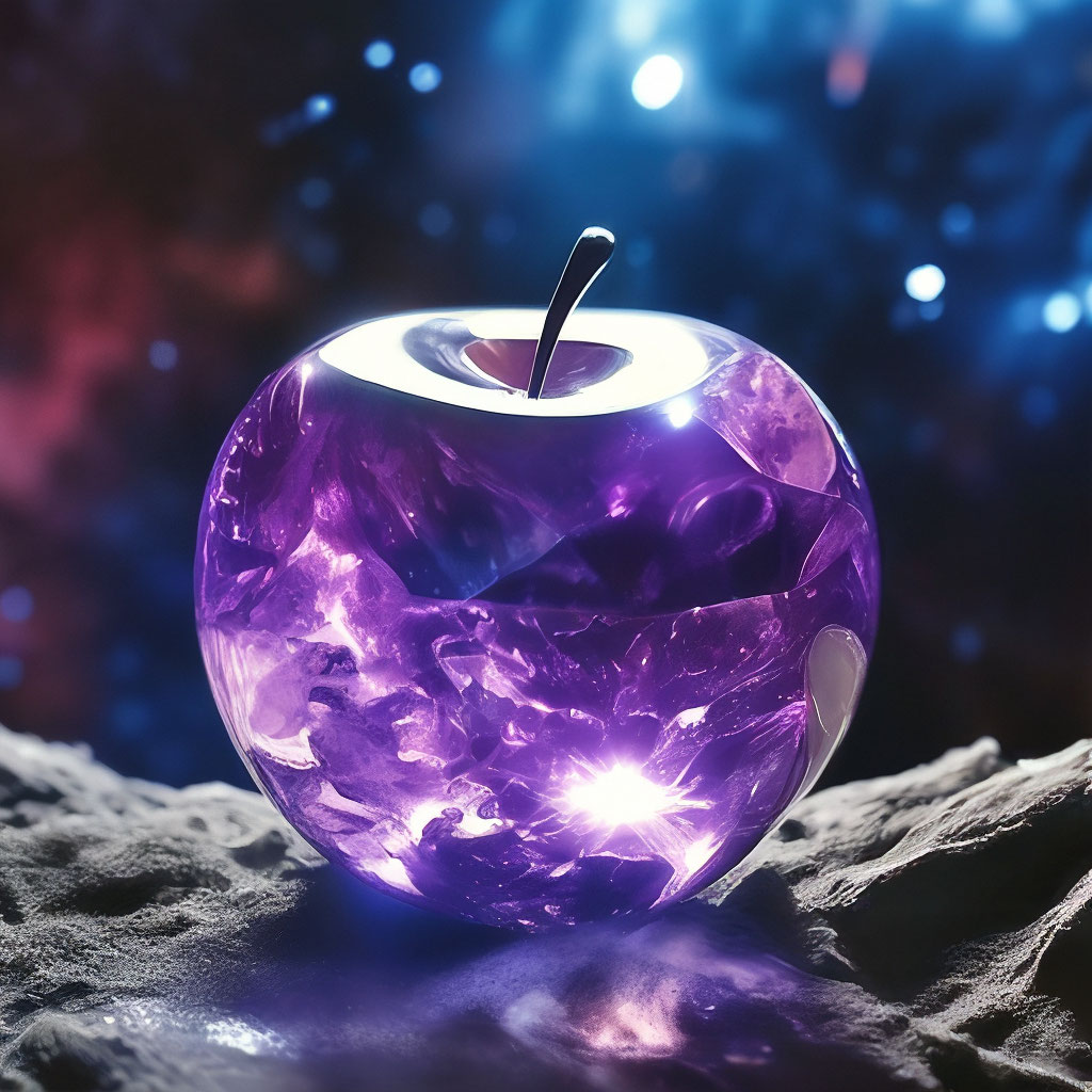 "The legendary amethyst apple encased in space, aesthetically pleasing ...