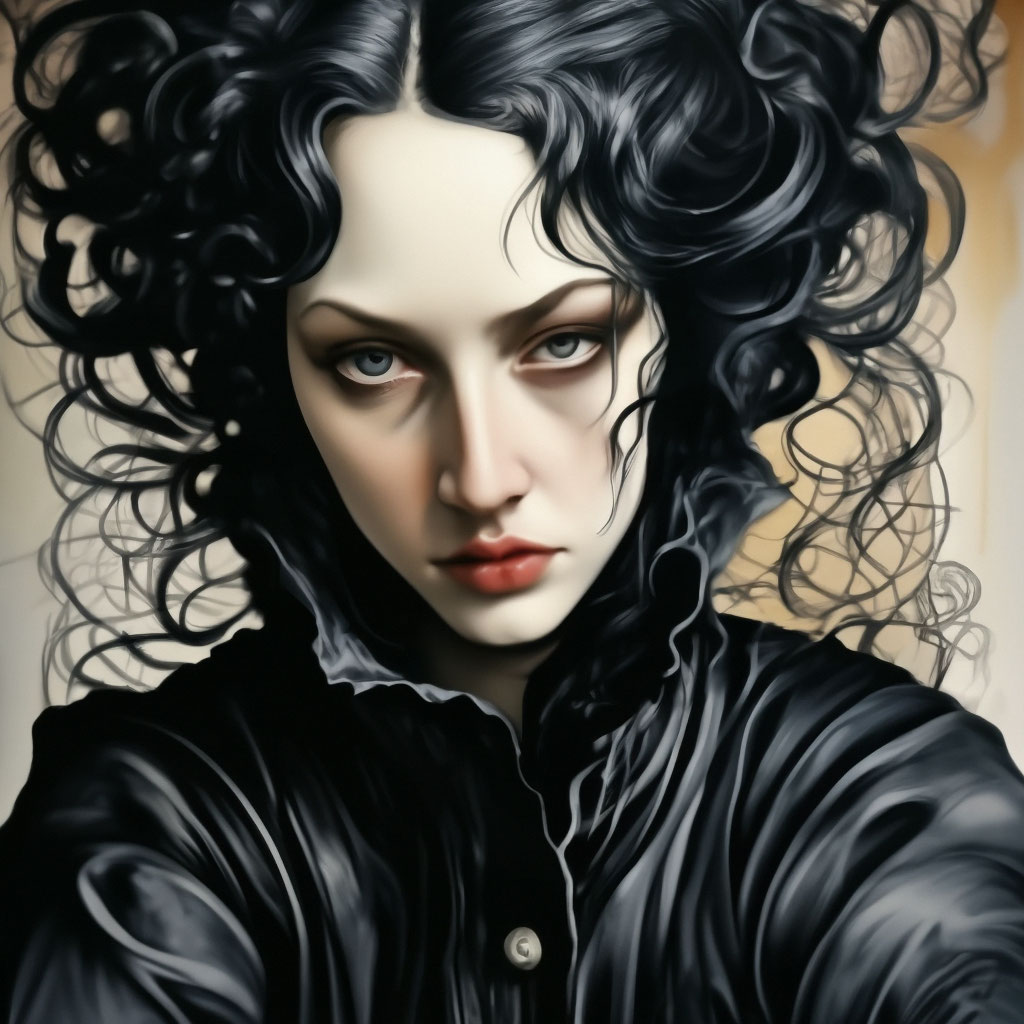 "The bored lady ::hysterical grotesque, surrealism ::soft shading ::ink ...