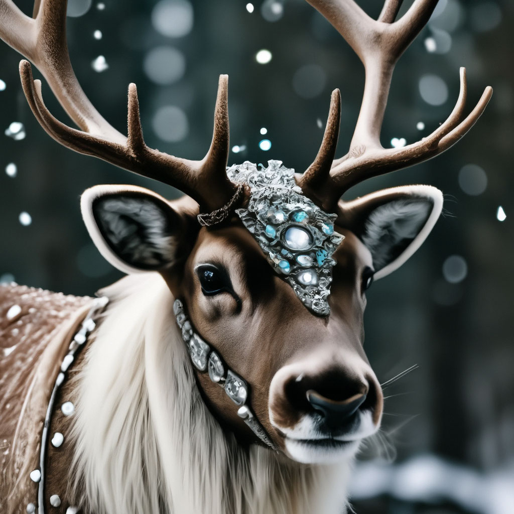 "Reindeer with big diamond horns in ultra detail" — image created in ...