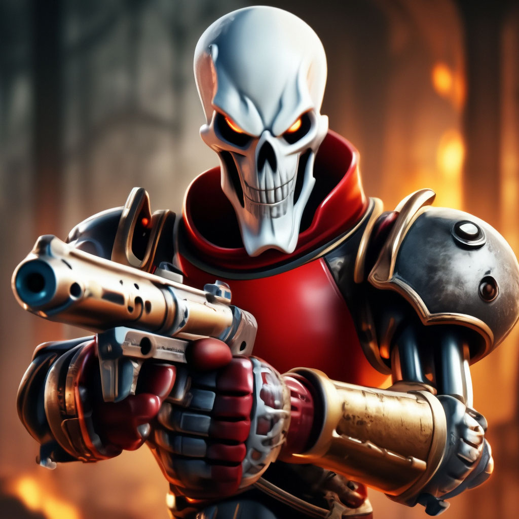 "Papyrus from undertale with evil face and gun in hands" — image ...