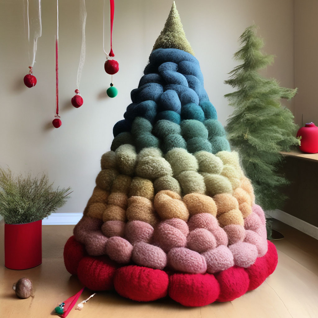 "A Christmas tree with wool instead of needles" — image created in ...