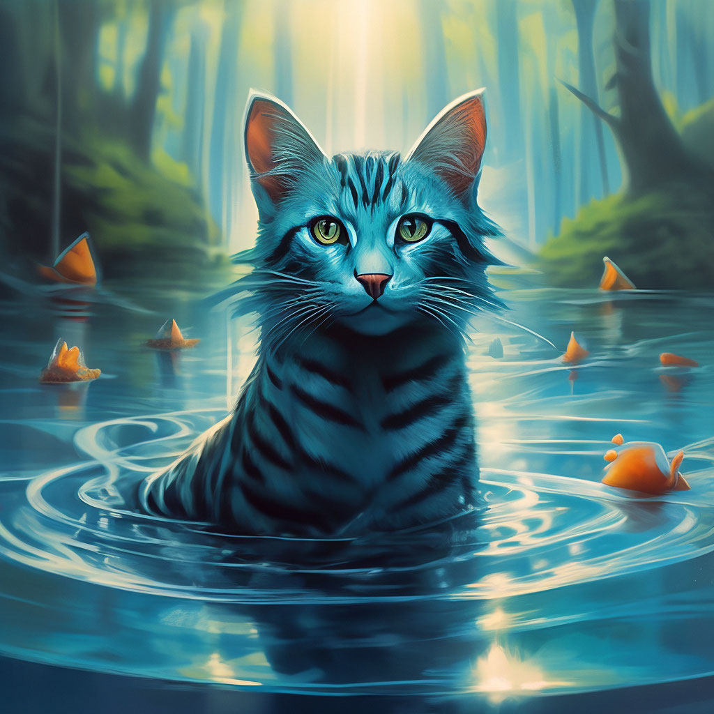 "Water cat" — image created in Shedevrum
