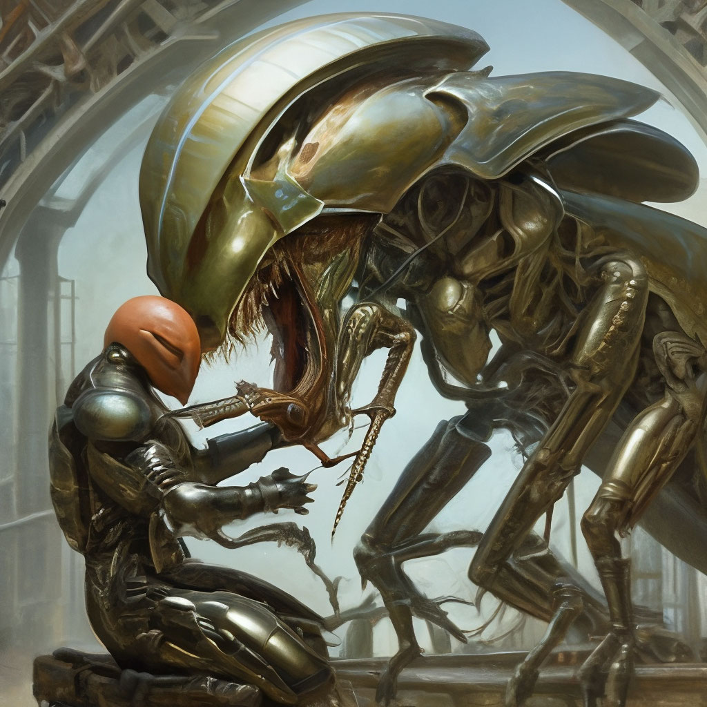 "Giant mantis, female, bites off the head of a male, a secondary sign ...